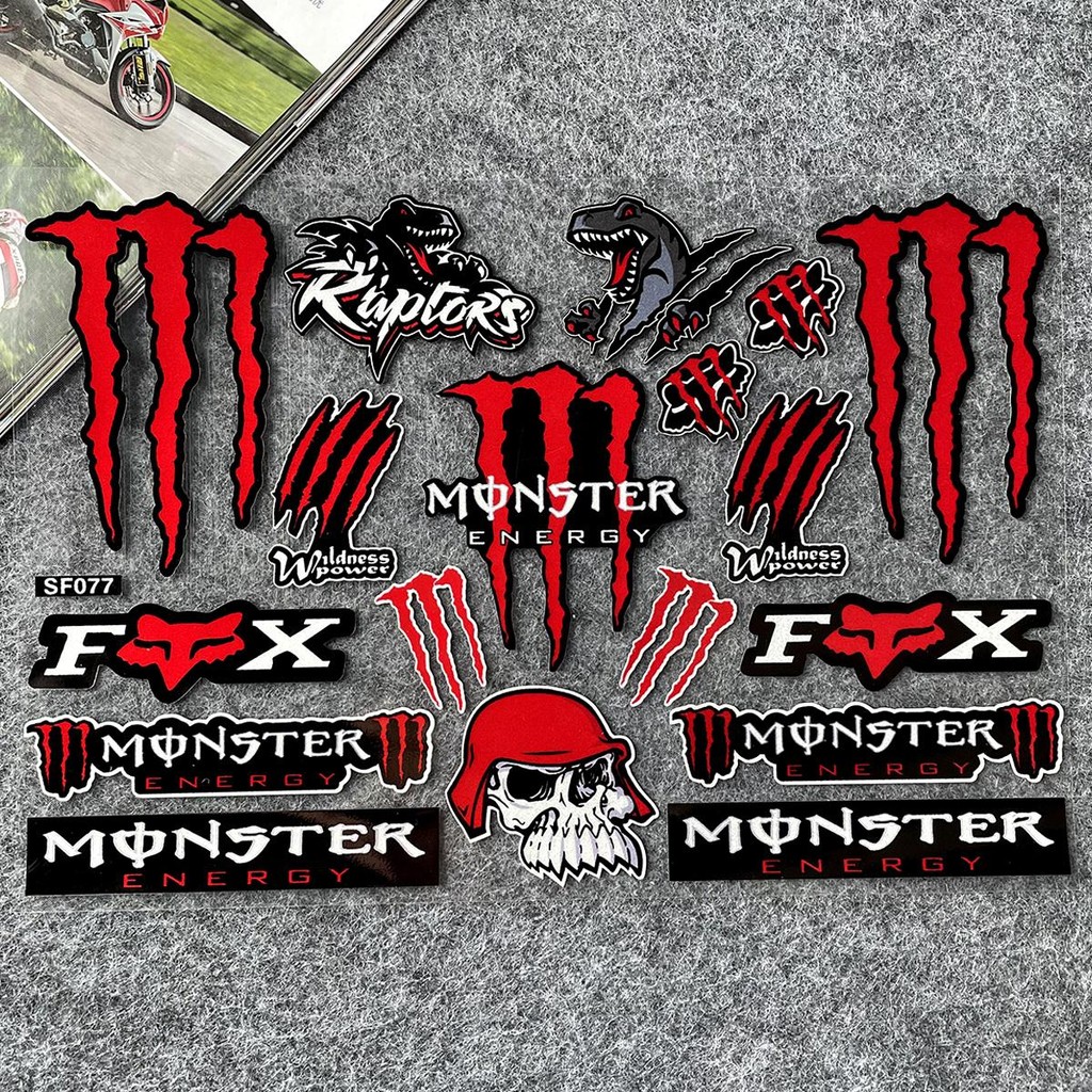 Red Monster Reflective Claw Motorcycle Electric Car Body Helmet Sticker ...