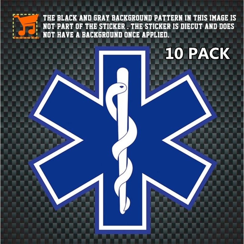 10 PACK STAR OF LIFE Highly REFLECTIVE Decal - EMS EMT PARAMEDIC ...