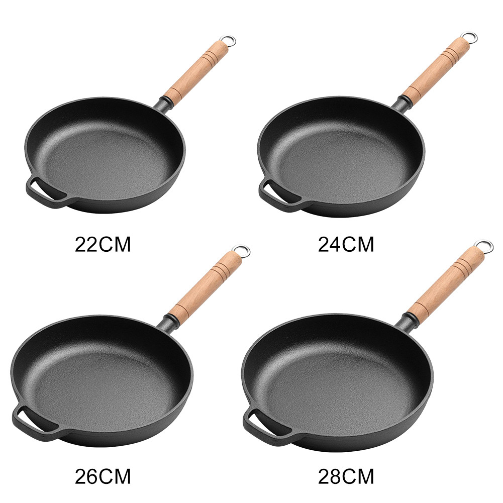 Cast Iron Mini Frying Pan with Wood Handle Nonstick Mini Frying Oil ...