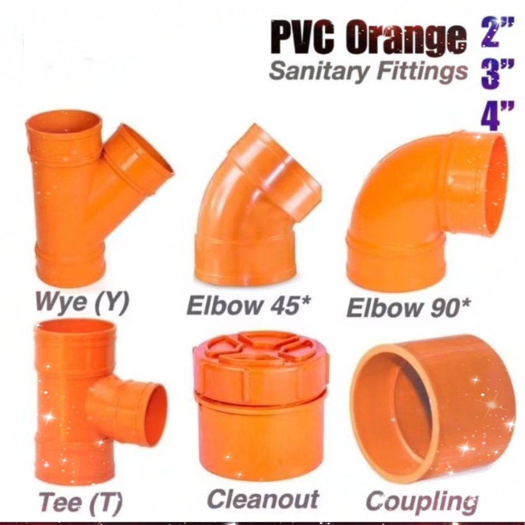 [Hot style]PVC Orange Elbow90&45 Tee Wye Coupling Cleanout P-trap 2inch ...