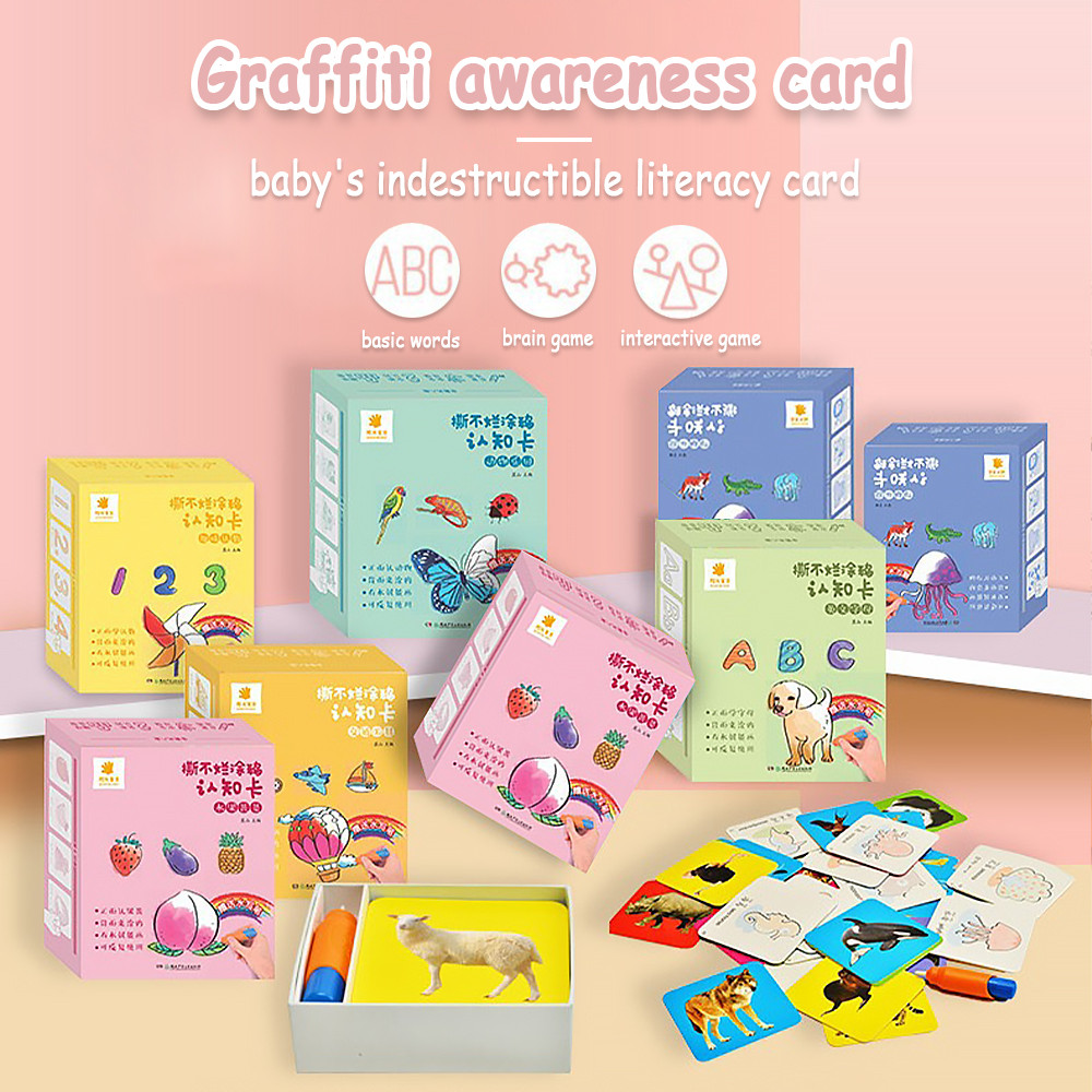 Doodle Flash Card Kid Erasable Repeated Use Early Educational Cards ...