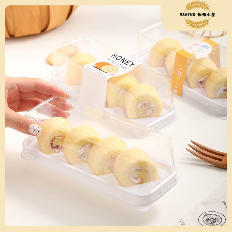 50pcs Cake Roll Packaging Box Transparent Swiss Roll Packaging Box ...