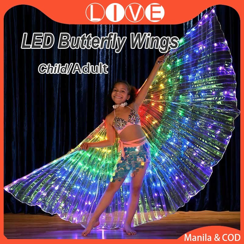 LED Wings Dancing Props LED Light Up Butterfly Wings Five Color Belly ...