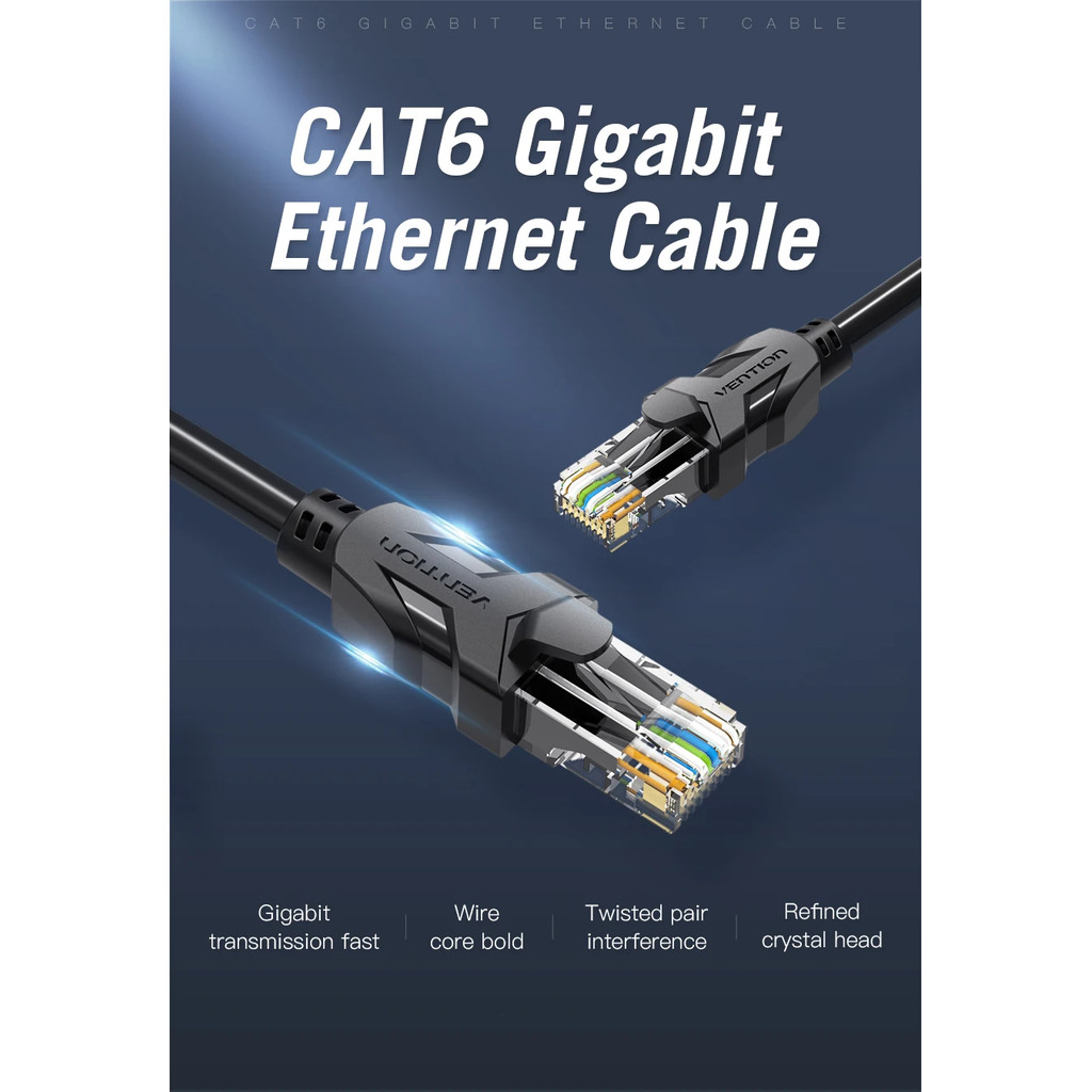 Vention Ethernet Cable Cat6 Gigabit High Speed 1000Mbps Internet Cable ...