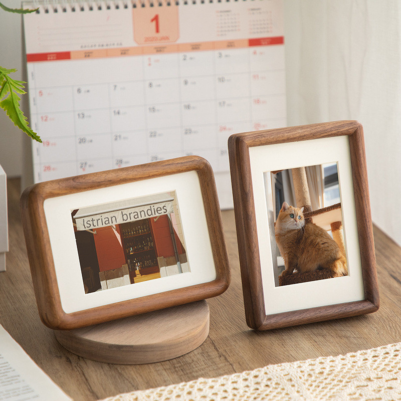 Solid Wood Photo Frame Display Oval Walnut Mortise and Tenon Picture ...