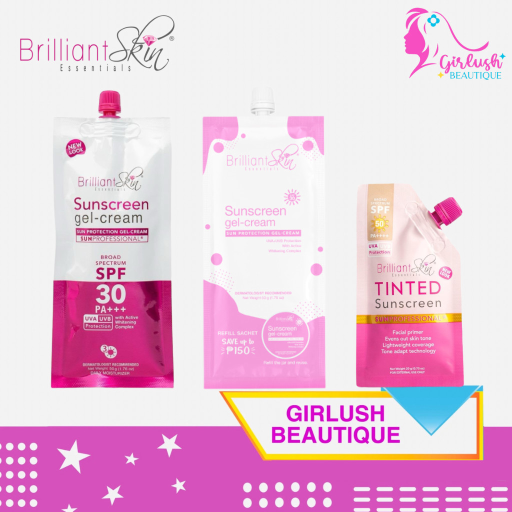 Brilliant Skin Sunscreen Gel Cream Classic 50g | Sunscreen Gel Cream Pink 50g | Tinted Sunscreen ...