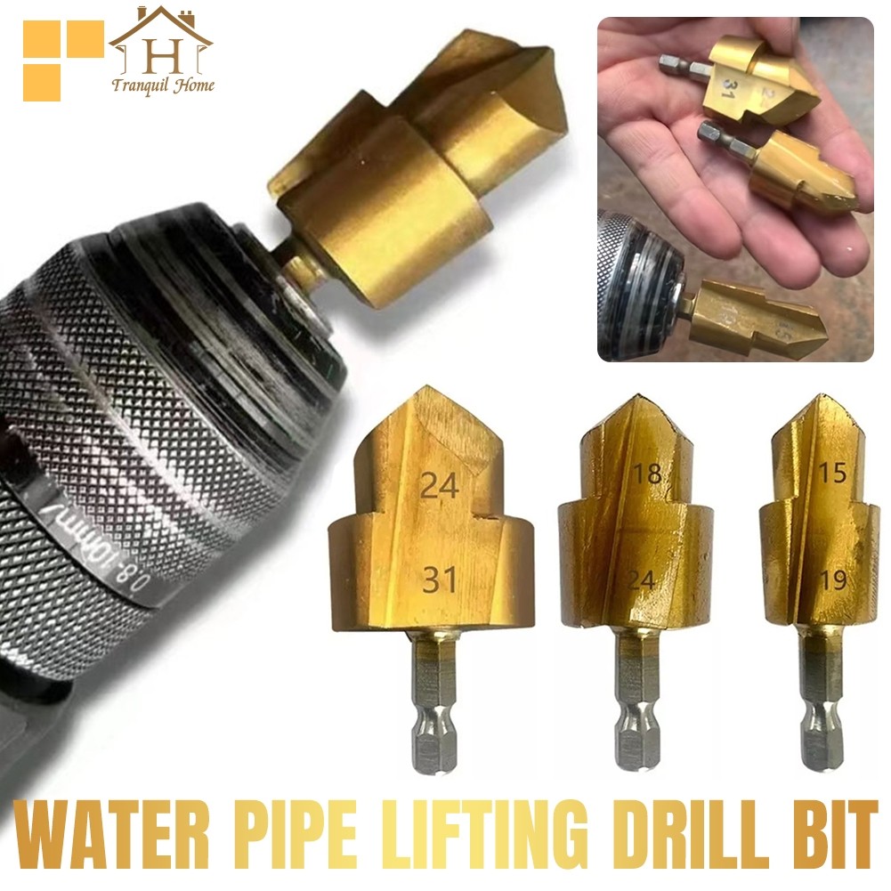 3PCS Hexagonal PPR Lifting Drill Bits for Water Pipe Maintenance Full ...
