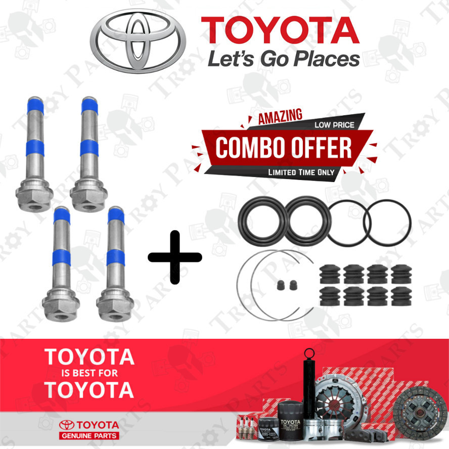 Toyota Front Disc Brake Caliper Guide Pin Bolt / Repair Kit (Full Set ...