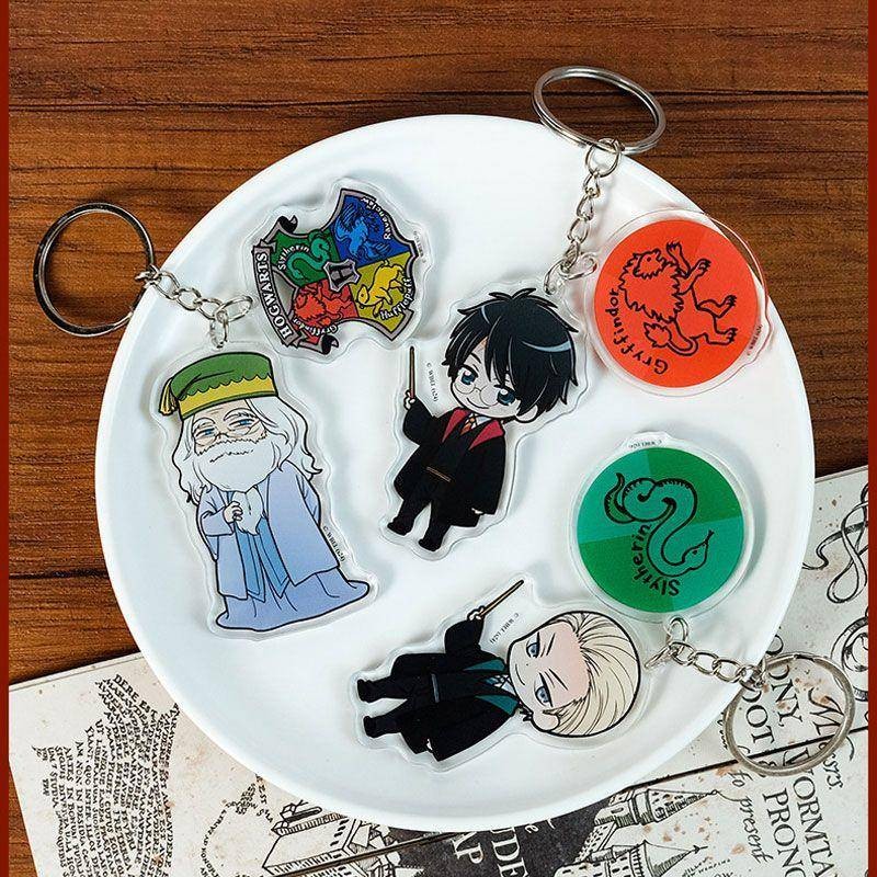 Harry Potter Keychain Hogwarts Four Houses Cute Hermione Malfoy Snake ...
