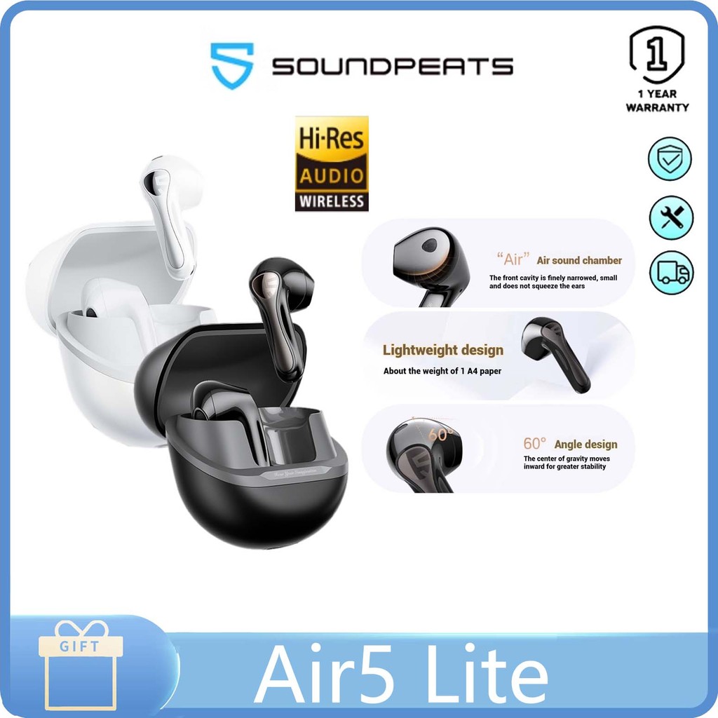 SoundPEATS Air5 Lite Bluetooth Headset Wireless semi-in-ear high sound ...
