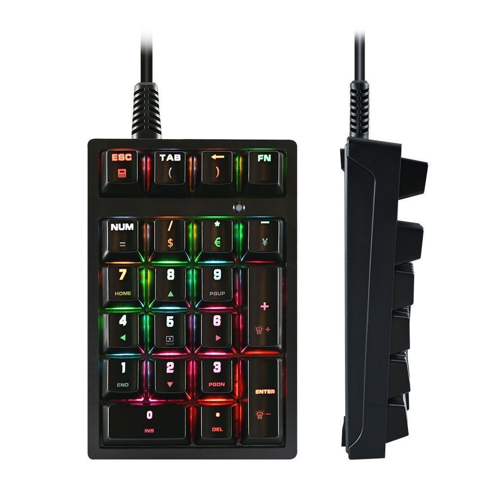 21 keys Mechanical Numeric Keypad 2 RGB Lighting Effect USB for Laptop ...