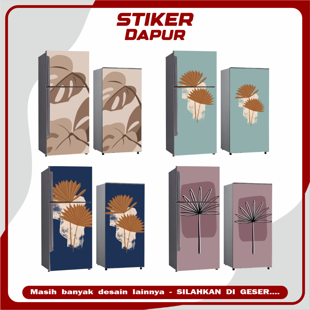 UNGU 1 2 Door Refrigerator Stickers with Aesthetic Motifs with Many ...