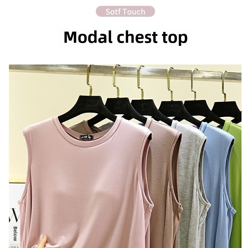 L-2XL For 45-85kg Modal Sleeveless Top with Chest Pad For Women Thin ...