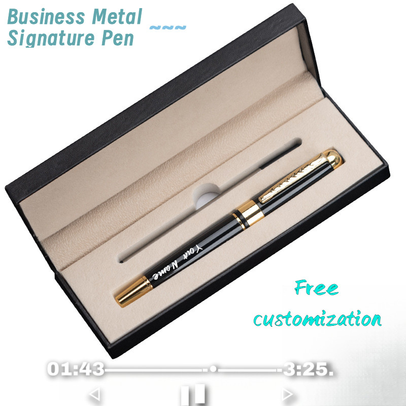 Business metal signature pen, ballpoint pen, customized carving name ...