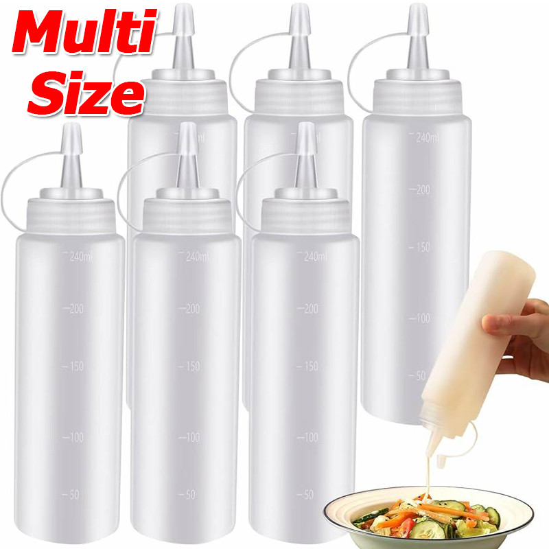 Multi-size Liquid Condiment Squeeze Bottles with Scale / Ketchup Sauces ...