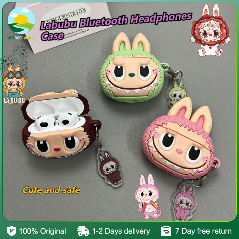 labubu Bluetooth Headphone Case for iPhone AirPods 3/4 Silicone ...
