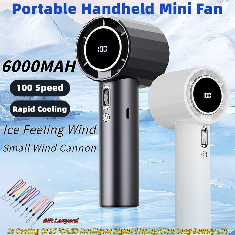 Mini Fan Rechargable 6000MAH Stepless Silent Variable Speed USB ...