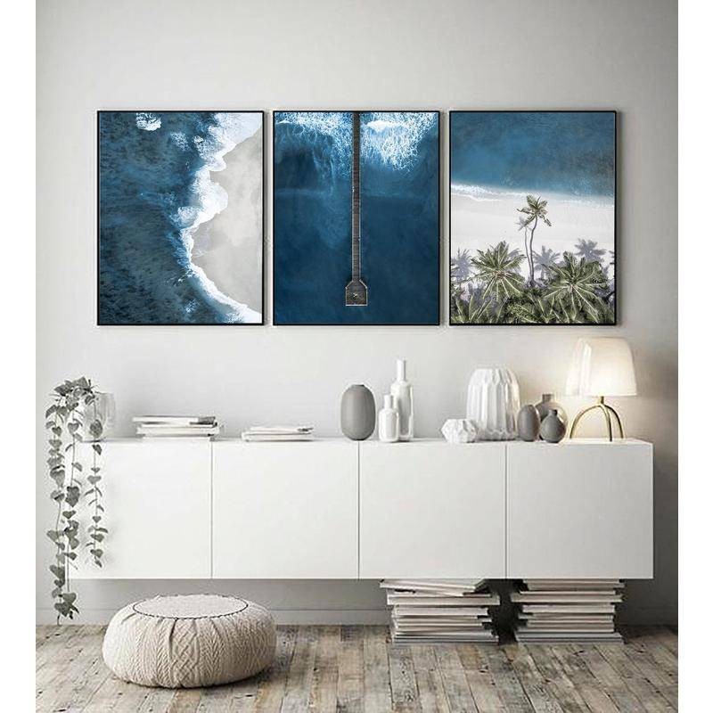 Beach Printable Set of 3 Aerial Ocean Print Coastal Beach Ocean Waves ...