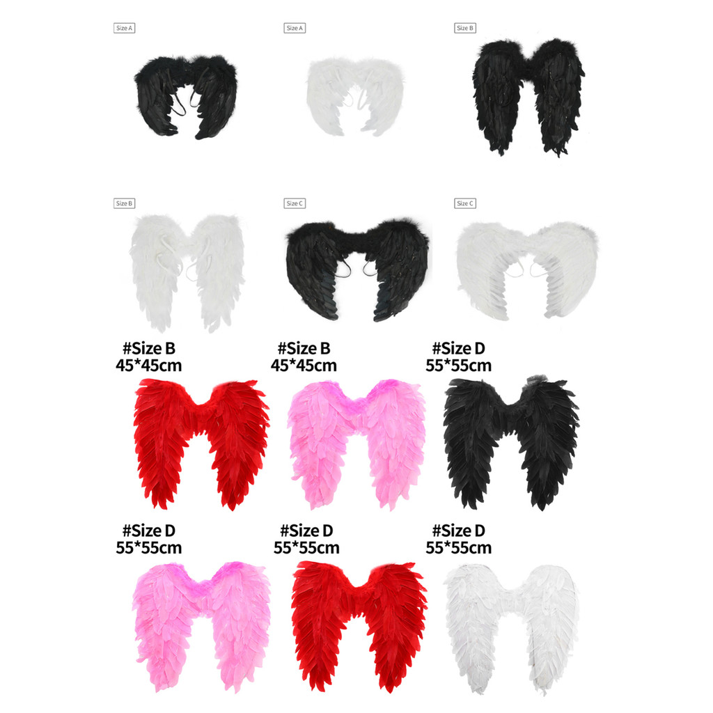 Linjinx Adult Children Feather Elastic Band Solid Color Angel Wings for ...
