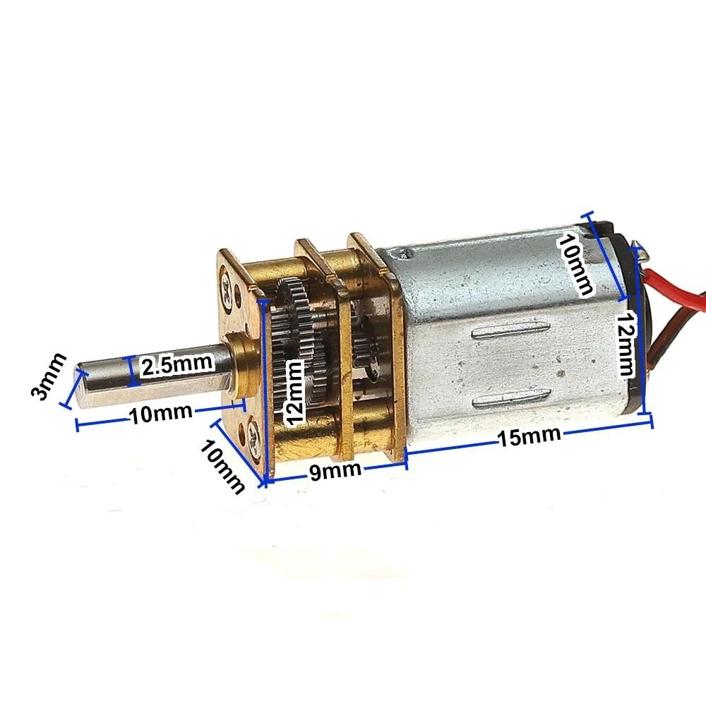 DC 3V-6V 100RPM Micro N20 Gear Motor Slow Speed Full Metal Gearbox ...