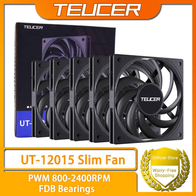 TEUCER 5PCS UT-12015 Slim PC Fan 120x120x15mm FDB Bearing Case Fan with PWM Sharing Technology ...