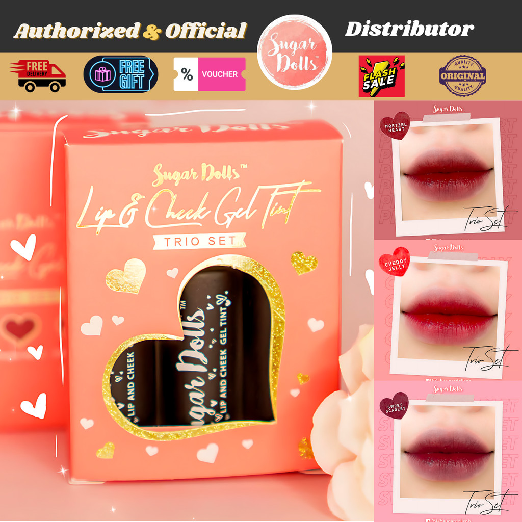 SUGAR DOLLS LIP AND CHEEK GEL TINT - TRIO SET / SINGLES (ORIGINAL) | Shopee Philippines