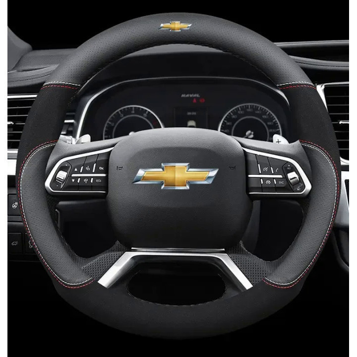 Chevrolet Car Steering Wheel Cover (Round Shape Black) Leather Suitable ...