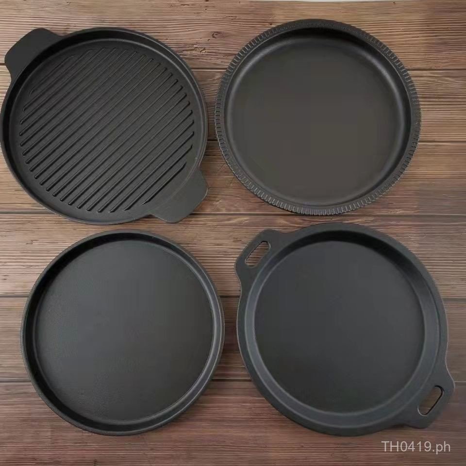 Gas Grill Steak Pan Commercial BBQ Pan Round Iron Griddle Restaurant ...