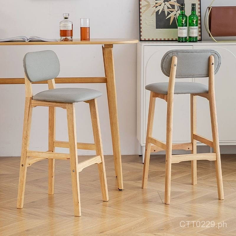 Cashier Bar Chair Front Desk Backrest High Stool Solid Wood Island ...