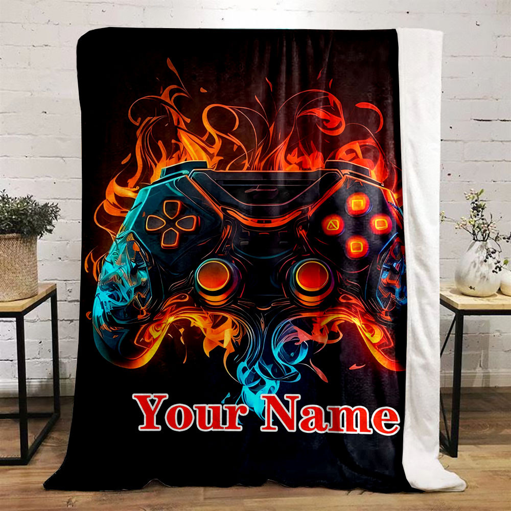 Customized name blanket game console printed wool blanket warm picnic ...