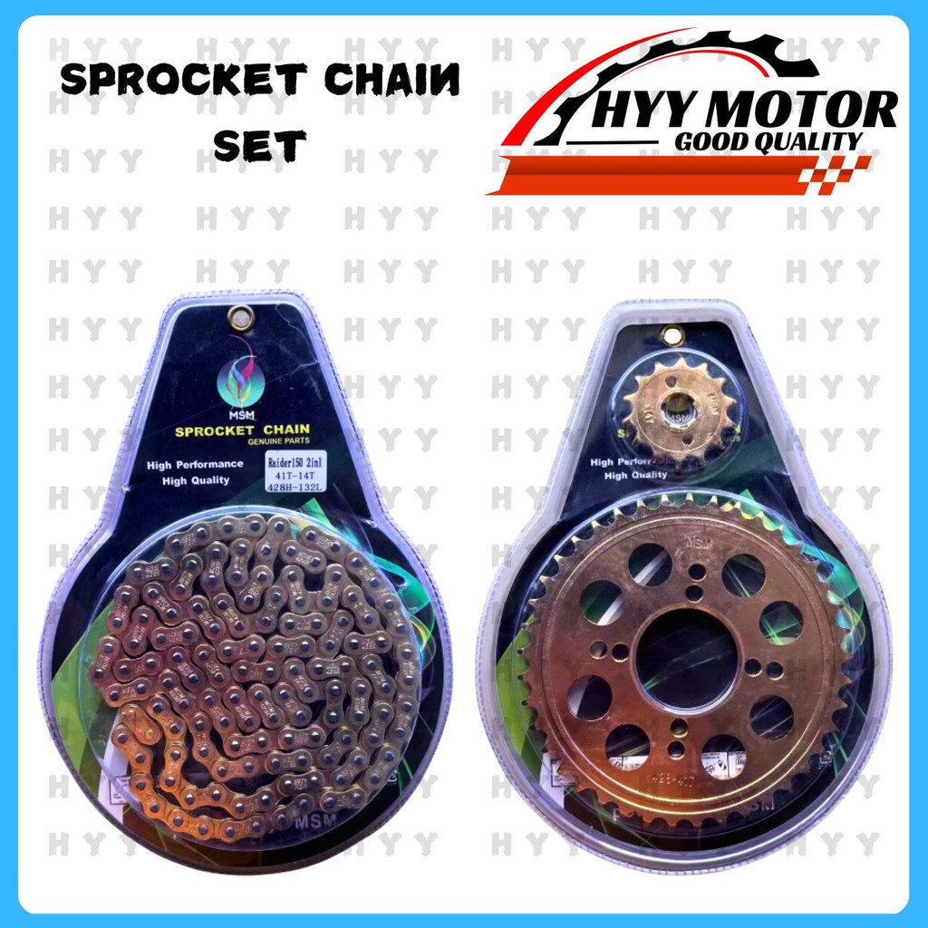 MSM Gold Sprocket Chain Set for Raider 150 FI, Wave125, and XRM ...