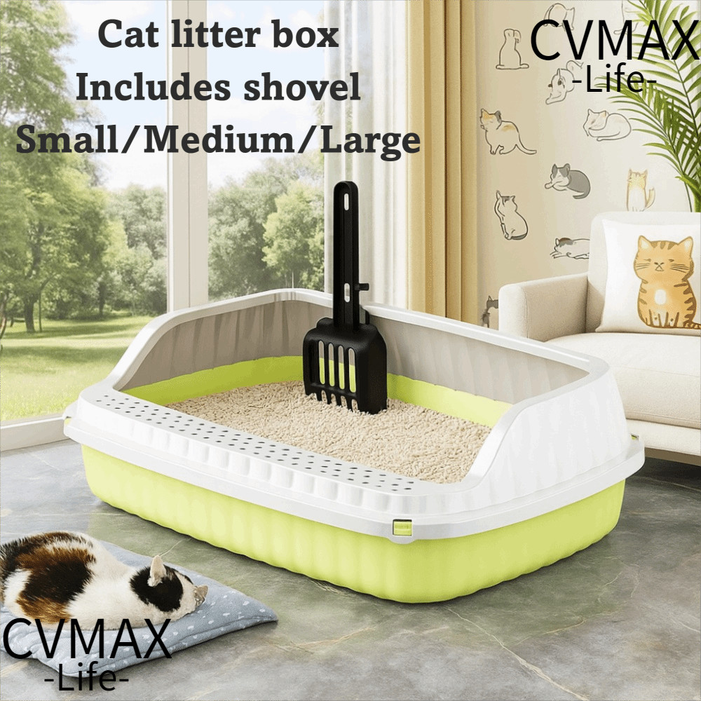 CVMAXX Cat Litter Box, Open Top High Side Cat Toilet, Semi-Enclosed ...