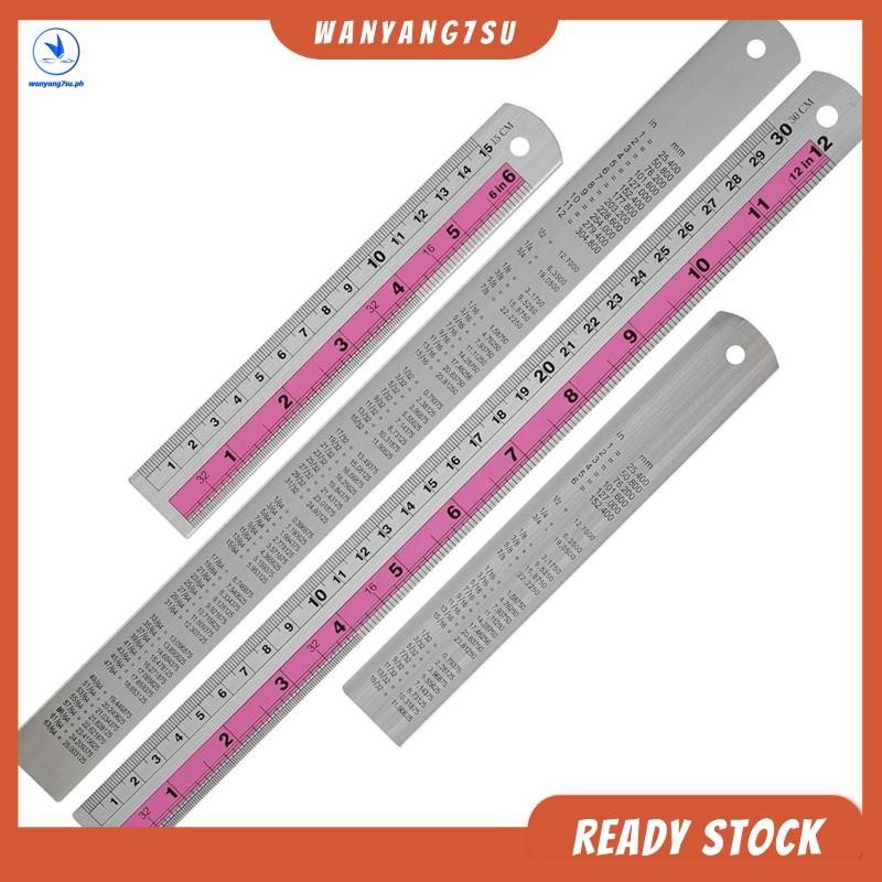 [wanyang7su.ph] 12+6 Inch Metal Ruler Set-Straight Edge Ruler Has Both ...