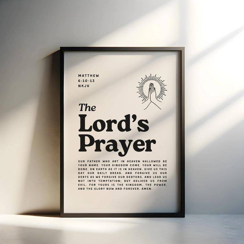 The Lord's Prayer Bible Verse balck and white Wall Art Christian ...