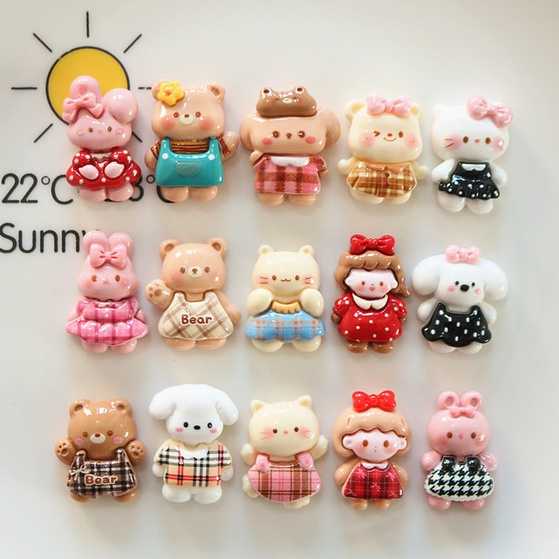 15pcs Cute Bear Rabbit Girl Resin Charms for DIY (9-342) | Shopee ...