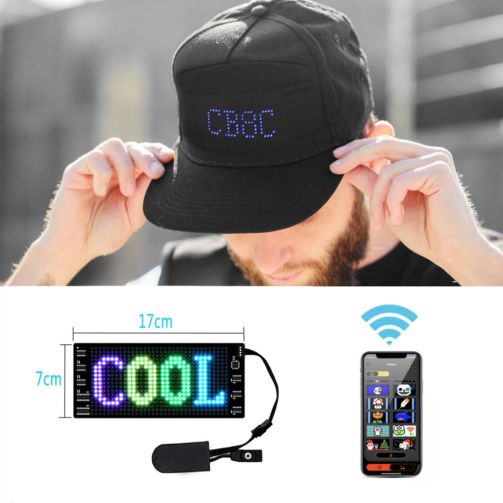 Programmable LED Cap Smart APP Control Adjustable LED Hat with ...