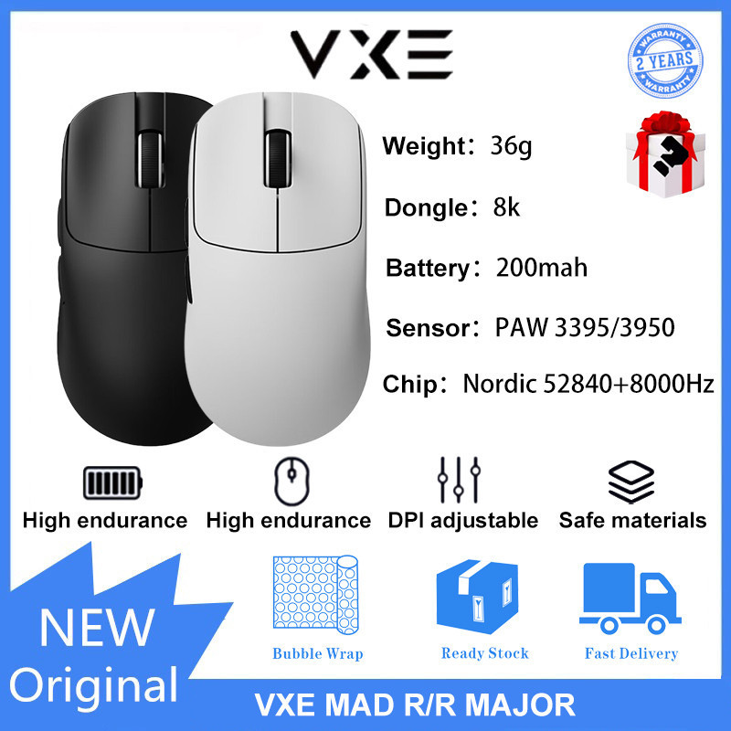 VXE MAD R/R MAJOR wireless dual-mode gaming mouse PAW3395/3950 supports ...