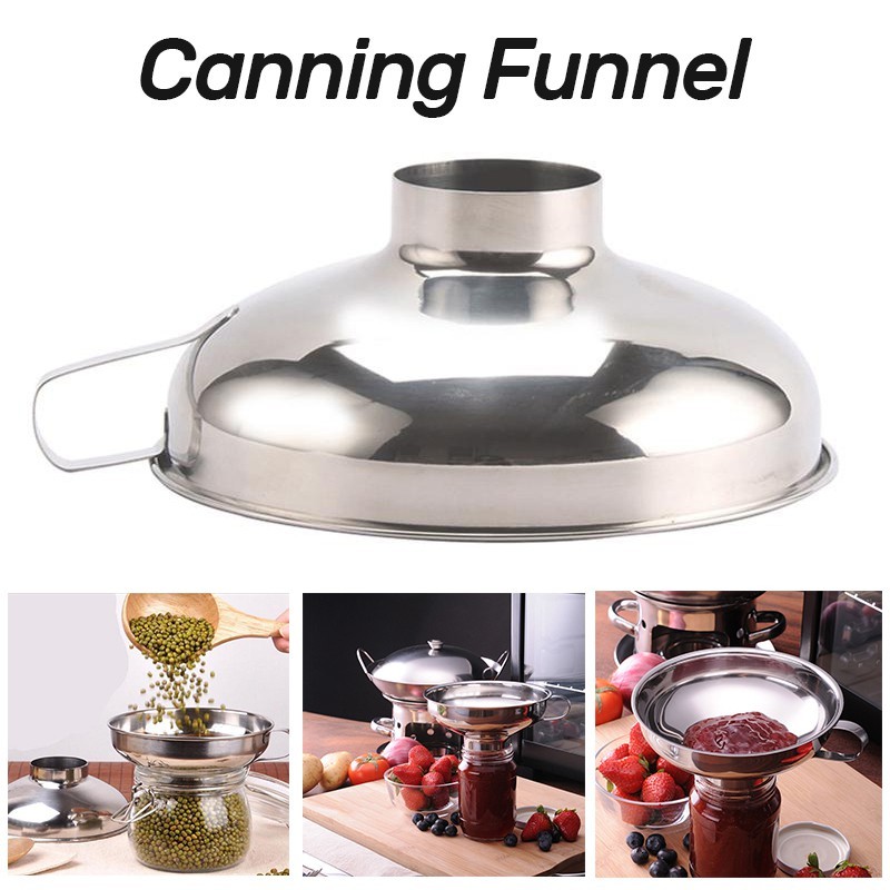Canning Funnel Stainless Steel Wide Mouth Canning Funnel Hopper Filter Leak Wide-Mouth Funnels ...