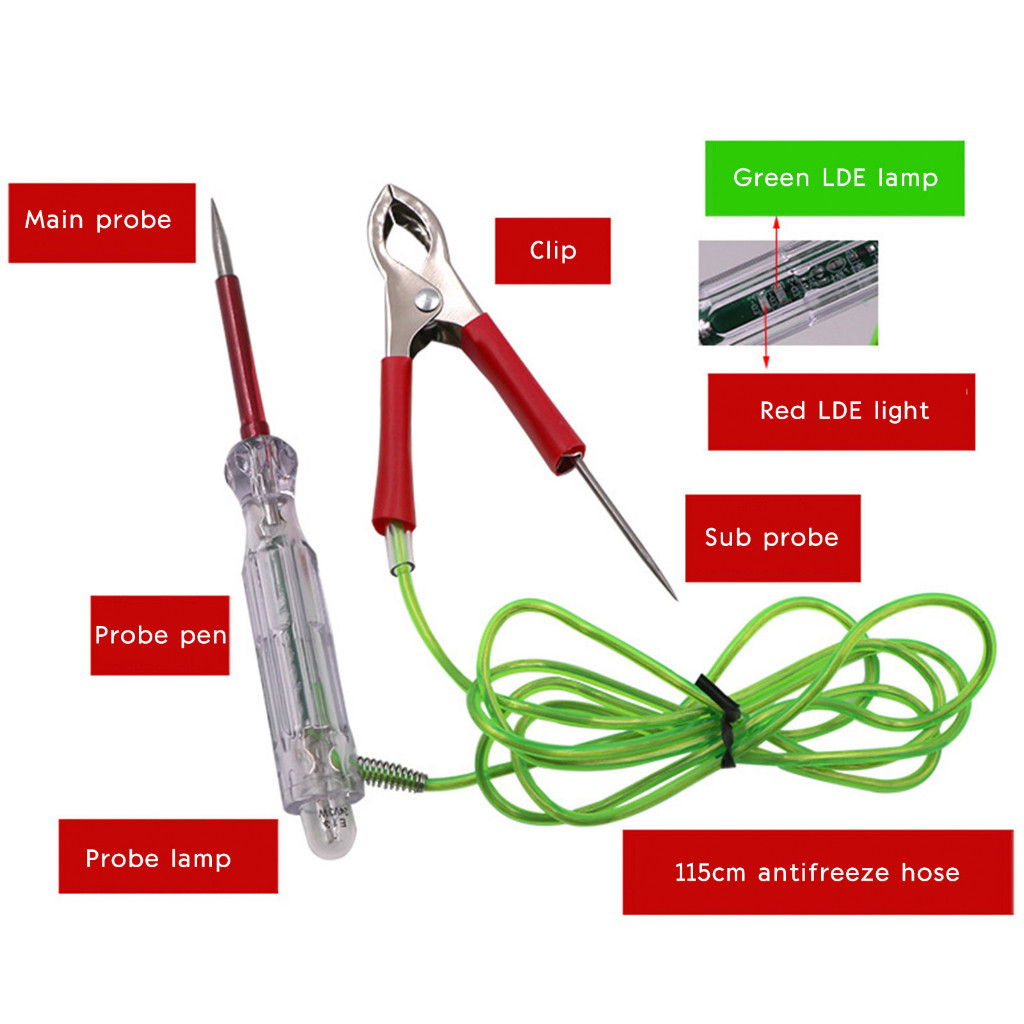 6v 12v 24v Dc Car Truck Voltage Circuit Tester Digital Display Long Probe Pen Light Bulb