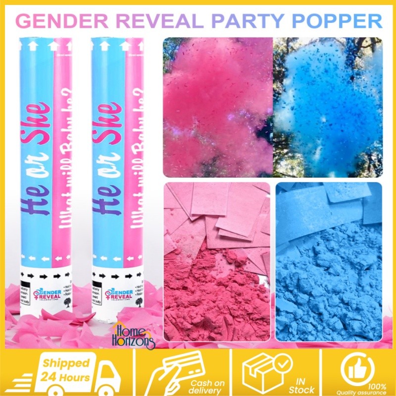 40cm Gender Reveal Party Poppers All Pink and All Blue Confetti Cannons ...