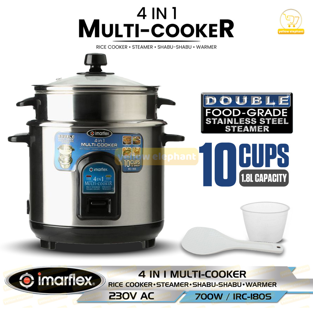 Imarflex Rice Cooker 1.8L 4 in 1 Multi-cooker 10 Cups Stainless Steel ...