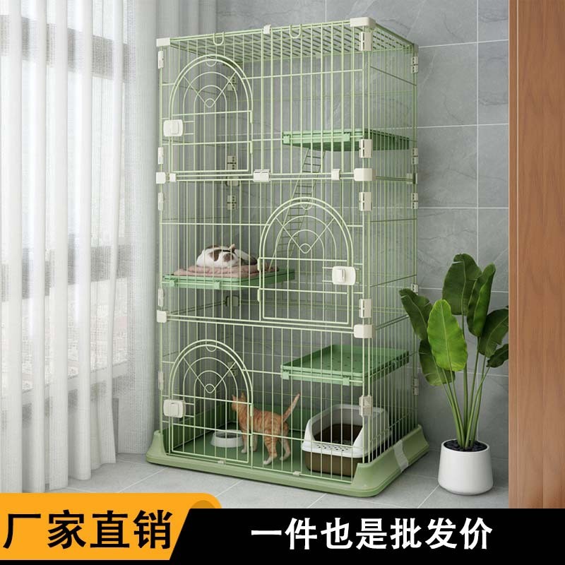 Rolled Tail Cat Cage Cat Villa Home Indoor Large Free Space with Toilet ...