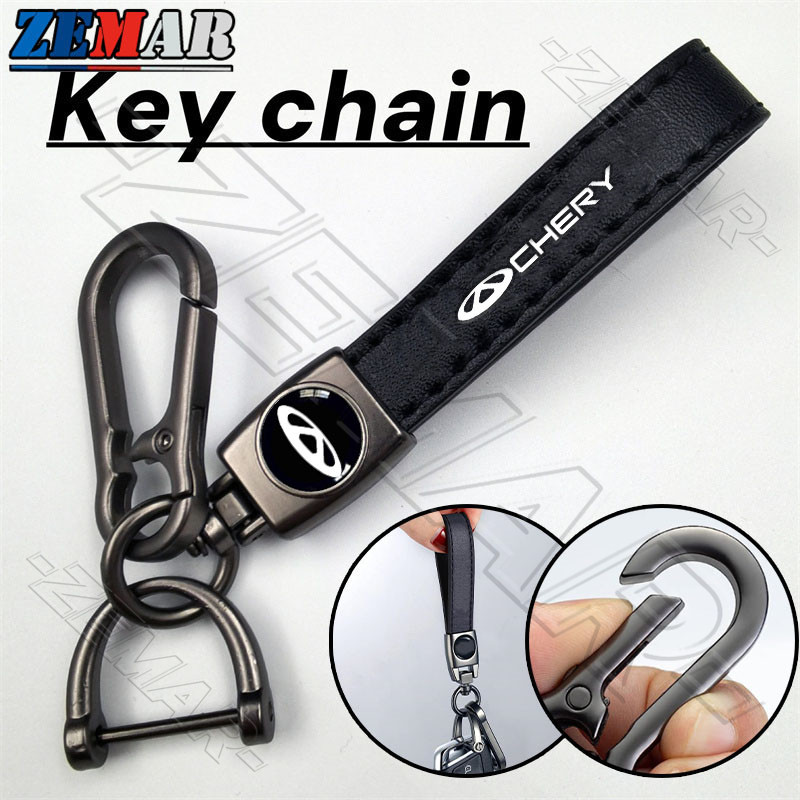 Chery Leather Metal Car Keychain Motorcycle Key Holder High-end Fashion ...