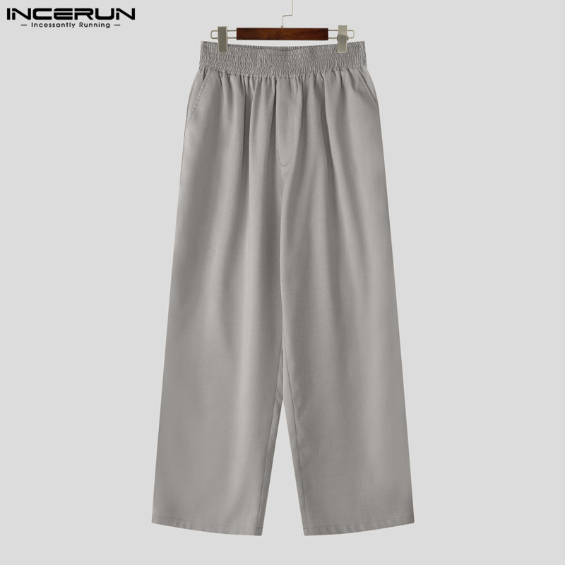 INCERUN men's pleated solid color pants | Shopee Philippines