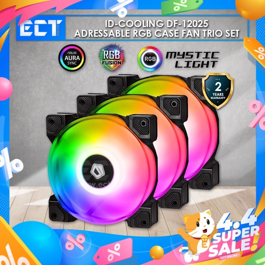 ID-Cooling DF-12025 ARGB Addressable RGB Case Fan Trio Set (3-PCS) | Shopee Philippines