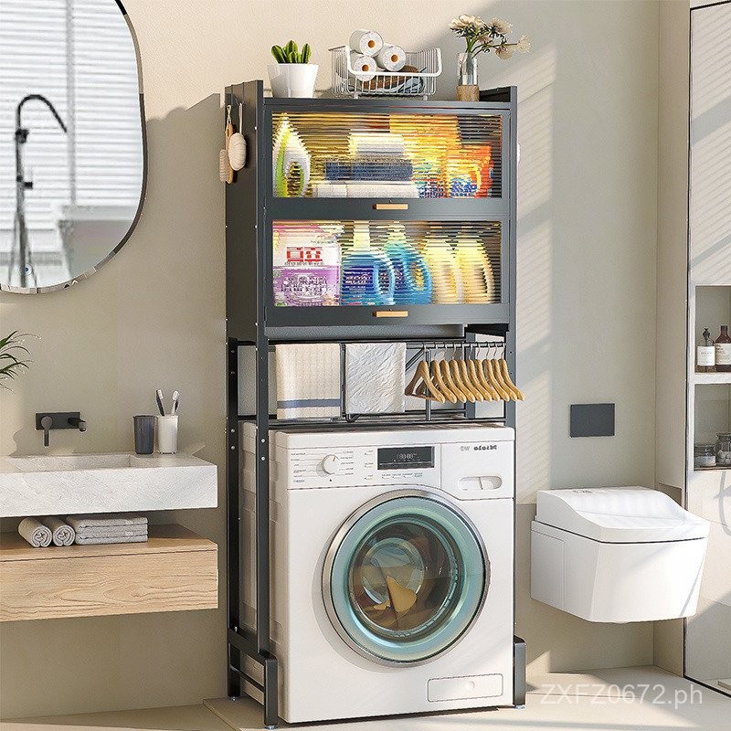 Storage Cabinet Balcony Shelf Rolling Toilet Rack Washing Machine Above ...