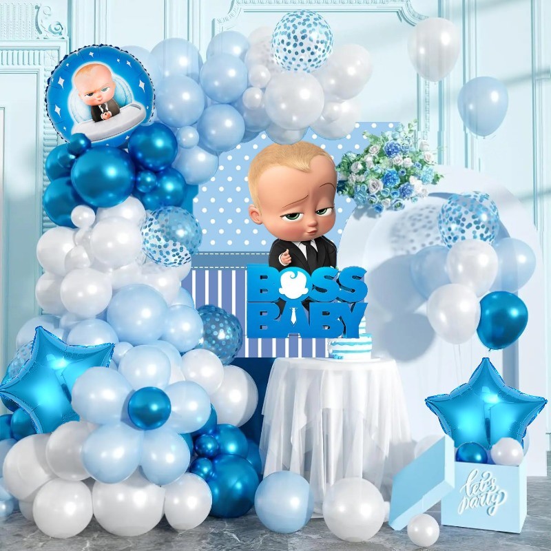 90Pcs Blue White Boss Baby Balloons Set for Kid's Birthday Party ...