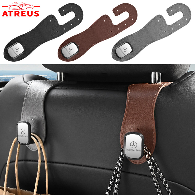 1/2Pcs Mercedes Car Back Seat Hook Rubber Metal Car Hooks Seat Rear ...