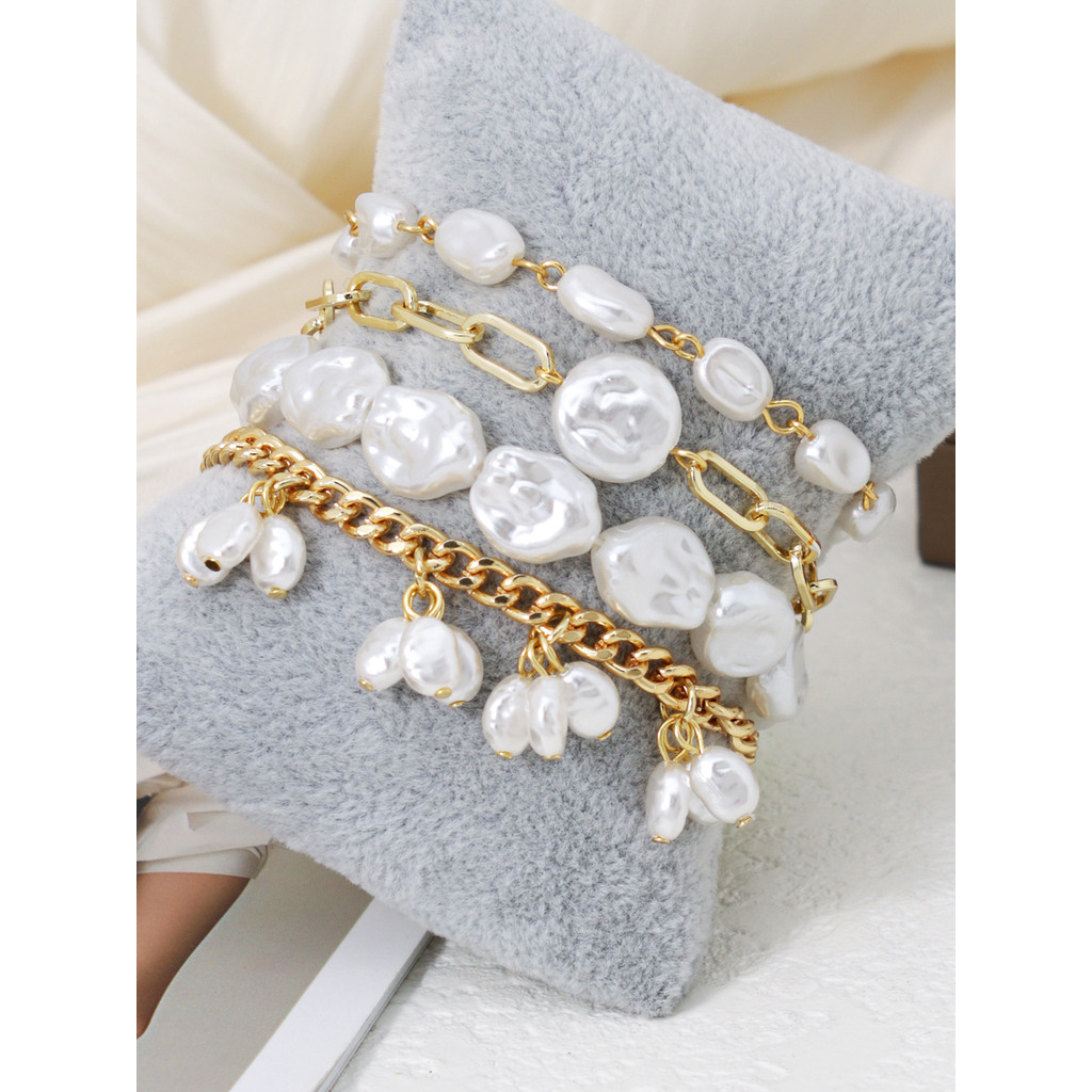 XUYU 4PCS Elegant Imitation Alien Pearl Paper Clip Chain Multi layer ...