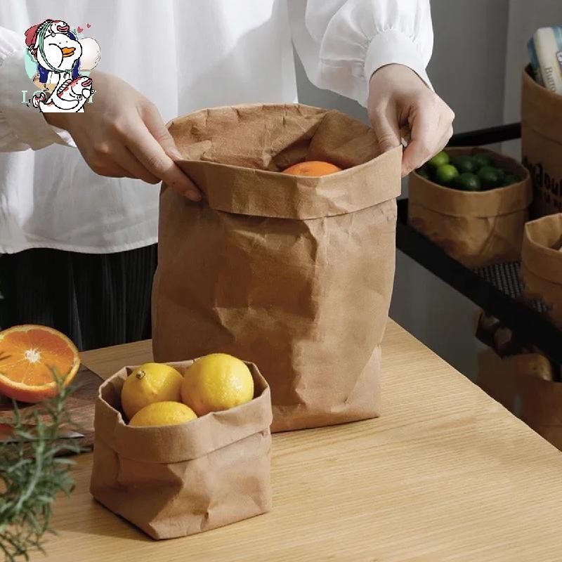 Reusable Waterproof Kraft Paper Bags, Durable Washable Kitchen & Fridge ...